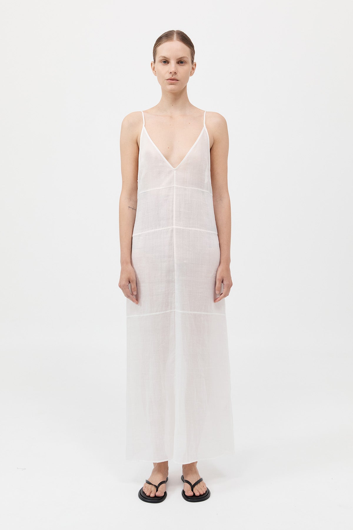 St. Agni | Semi Sheer Patchwork Dress - Salt