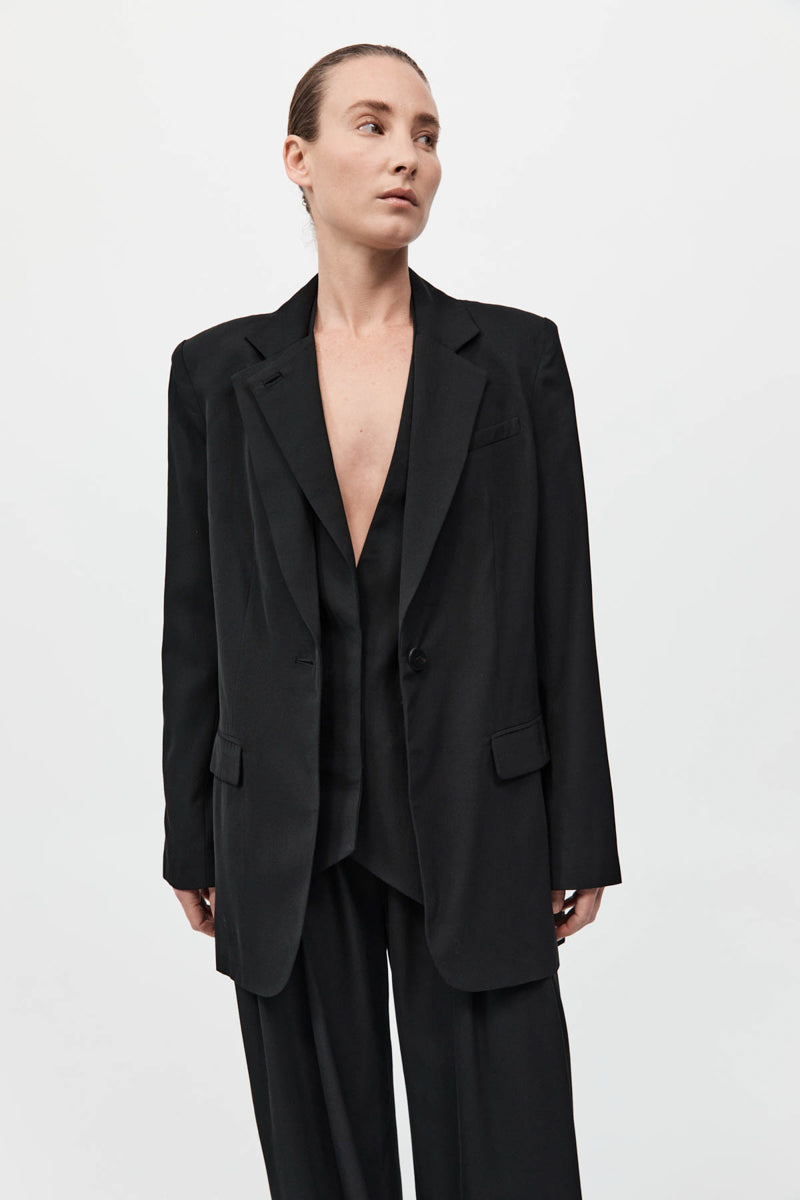 St. Agni | Wool Double Layer Blazer - Black