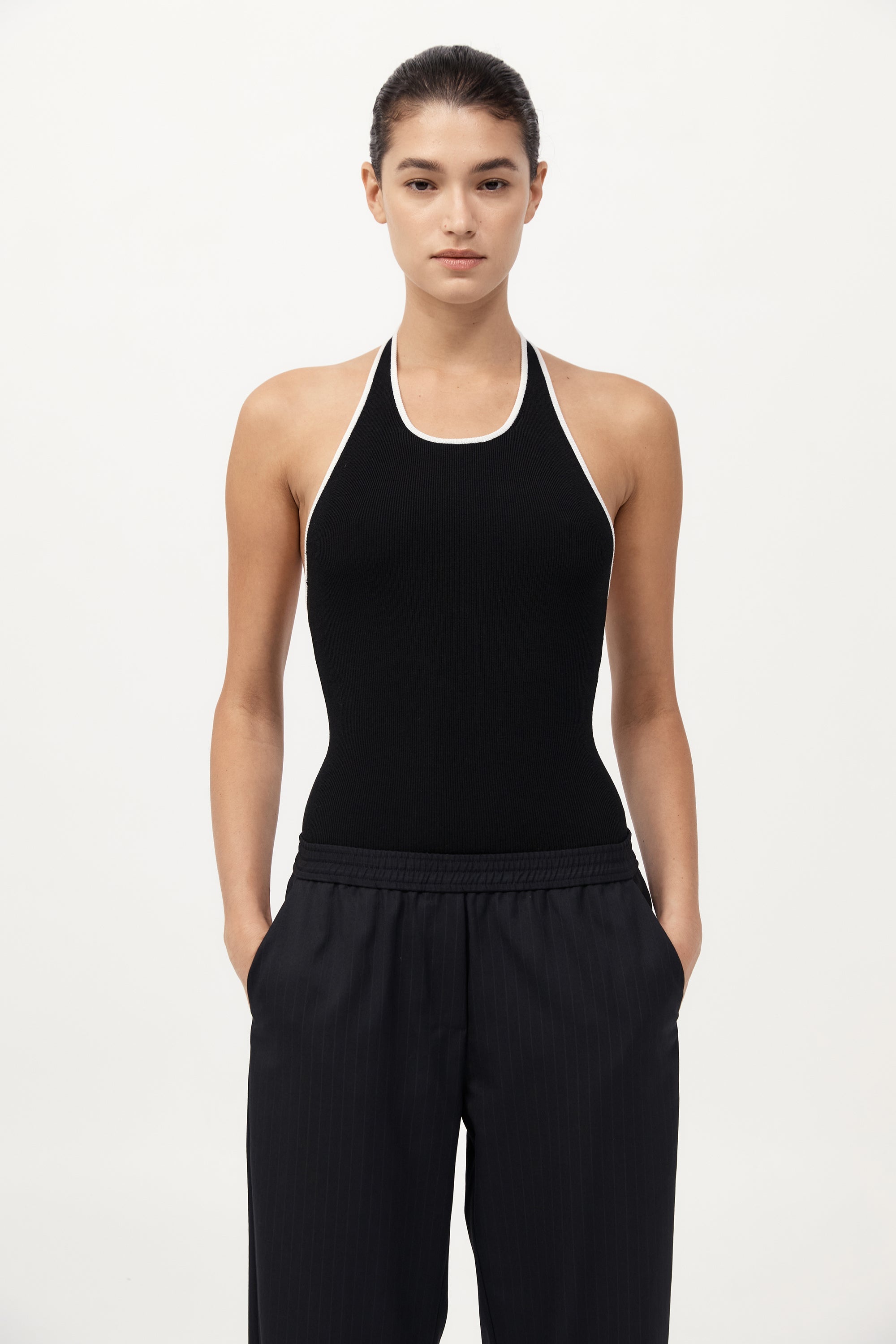 St. Agni | Fine Line Halter Top - Black