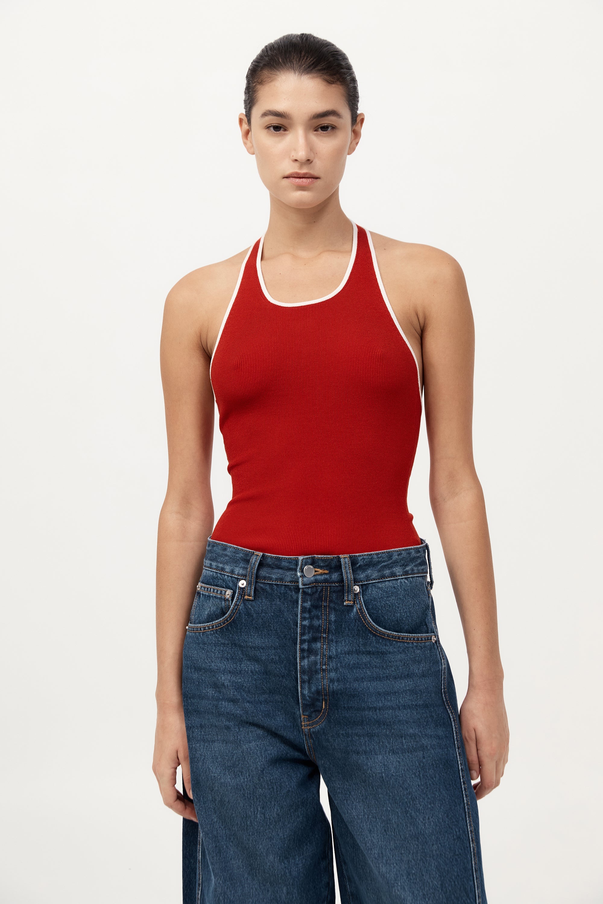 St. Agni | Fine Line Halter Top - Red