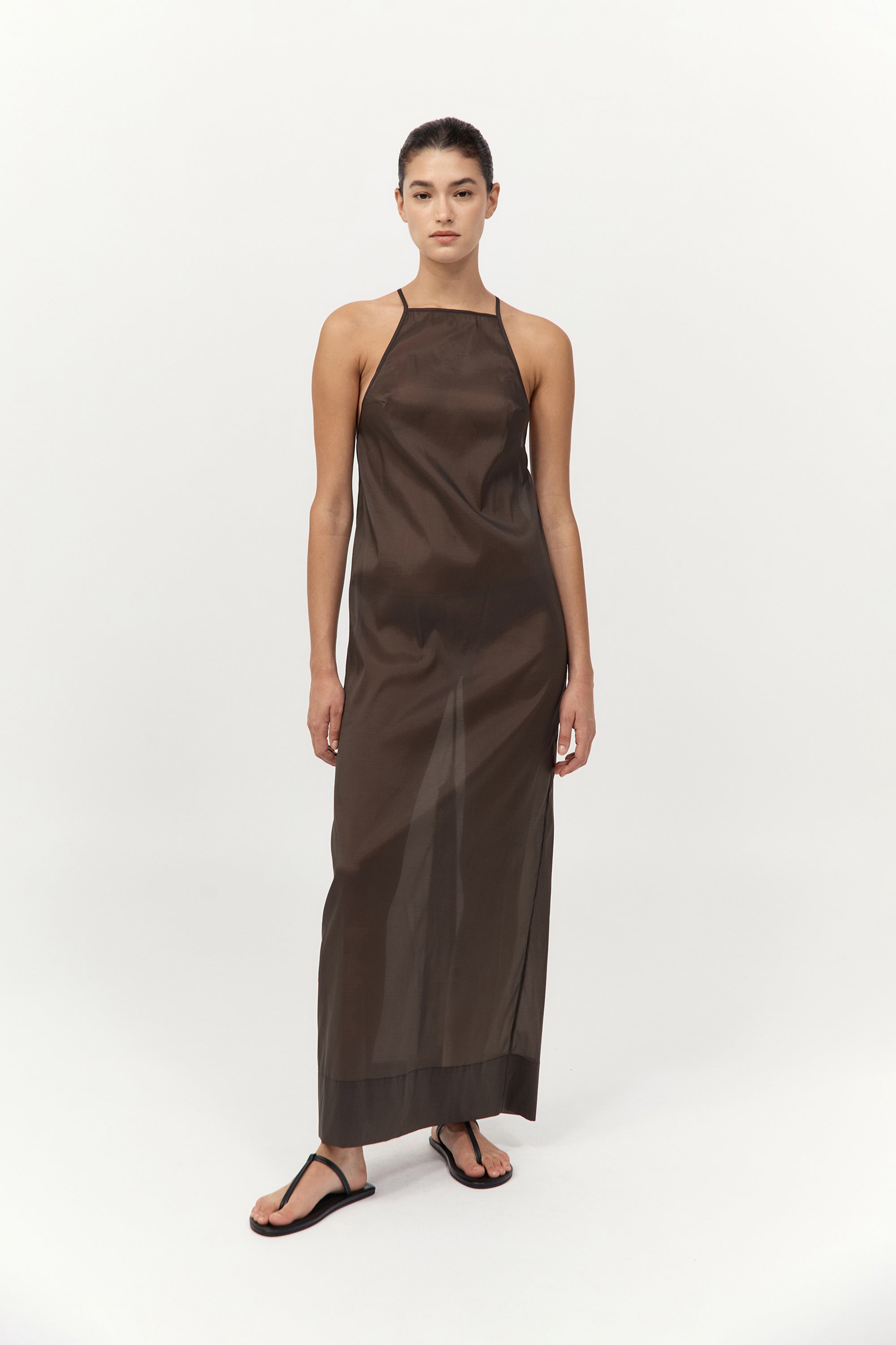 St. Agni | Transparent Column Dress - Black Olive
