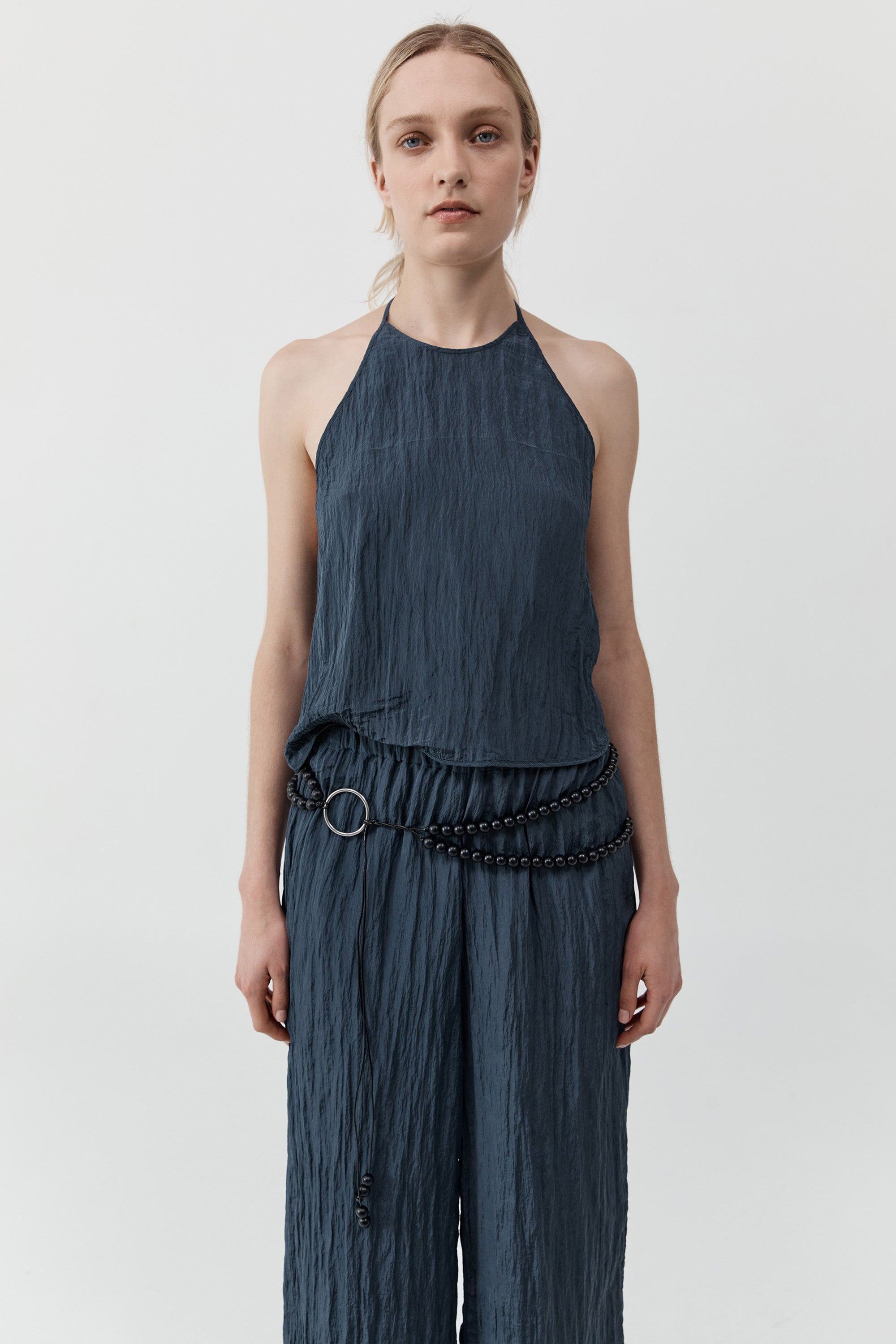 St. Agni | Crinkle Halter Top - Ink